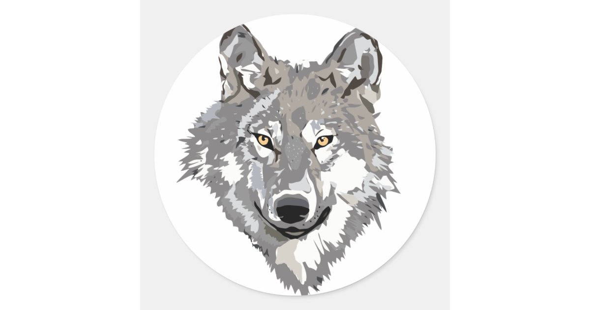 Gray Wolf Design Classic Round Sticker | Zazzle