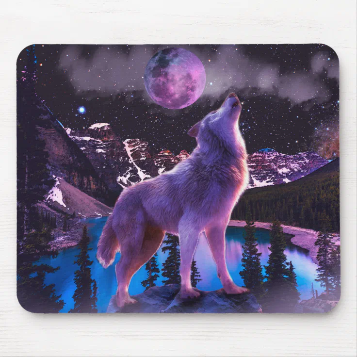Gray wolf howling in forest mouse pad | Zazzle