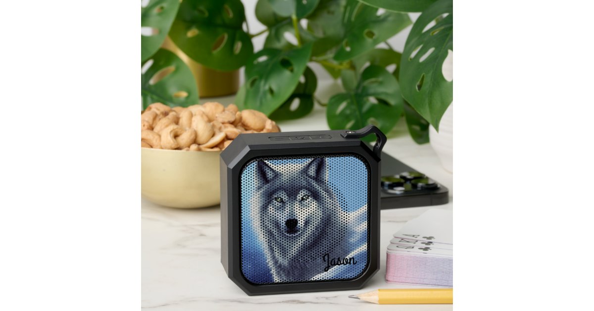 Gray Wolf Personalized Bluetooth Speaker | Zazzle
