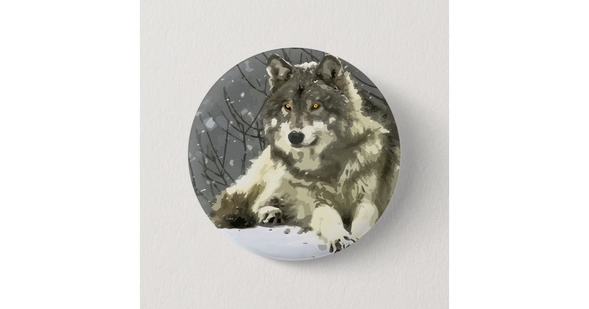 Gray Wolf Pinback Button | Zazzle