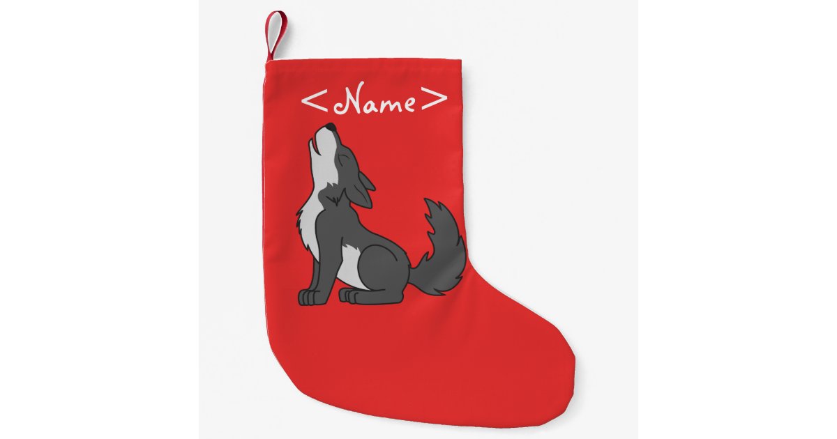 Gray Wolf Pup Howling Small Christmas Stocking Zazzle