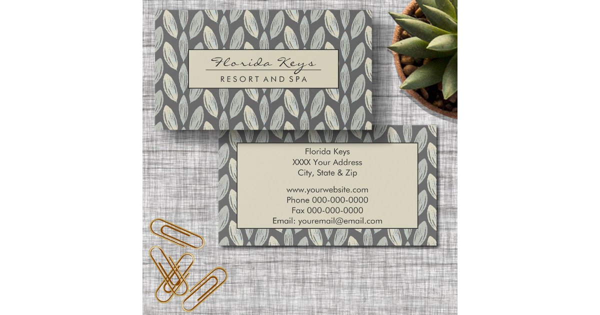 Gray Woven Leaf Design Business Card | Zazzle