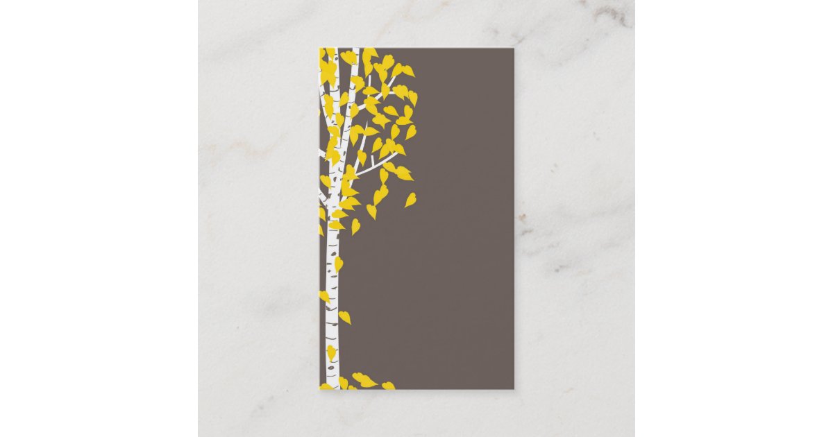 Gray Yellow Aspen Tree Business Cards | Zazzle