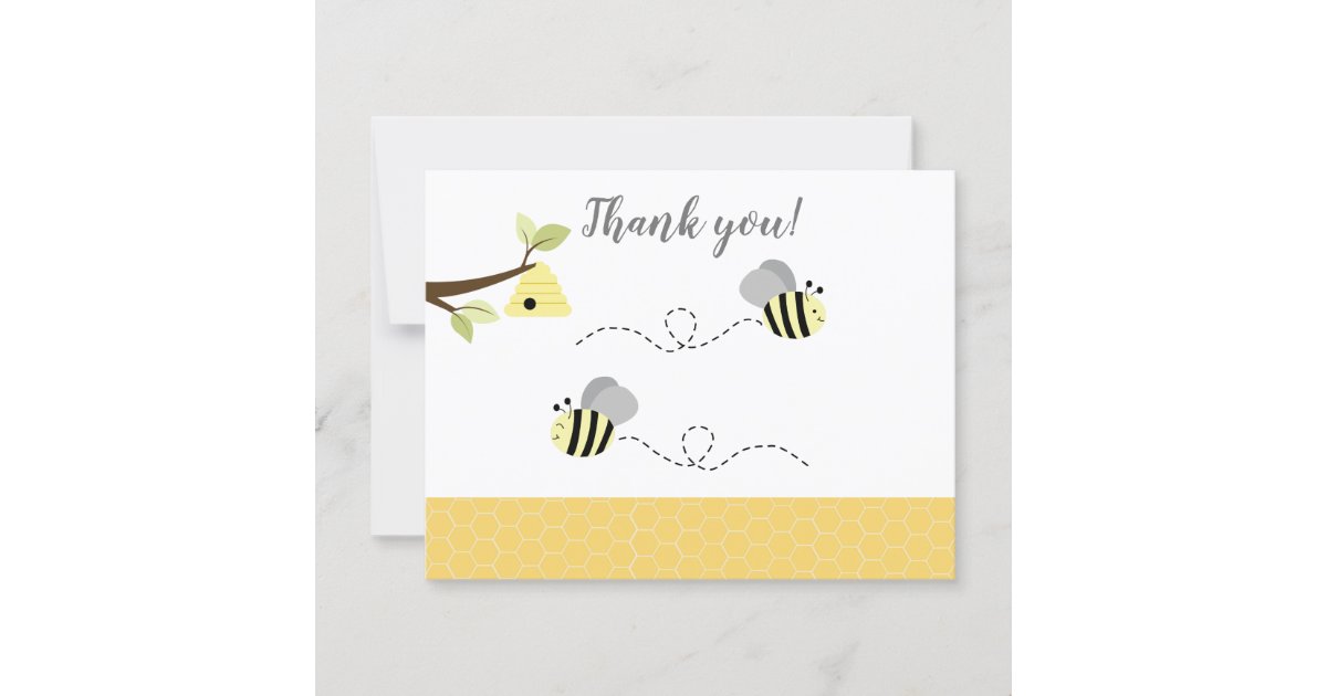 Gray Yellow Bumble Bee Thank you Card | Zazzle