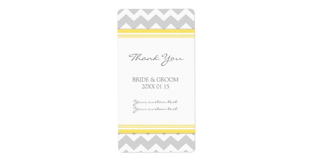 Gray Yellow Chevron Wedding Labels | Zazzle