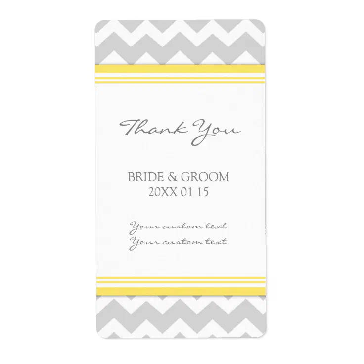 Gray Yellow Chevron Wedding Labels | Zazzle