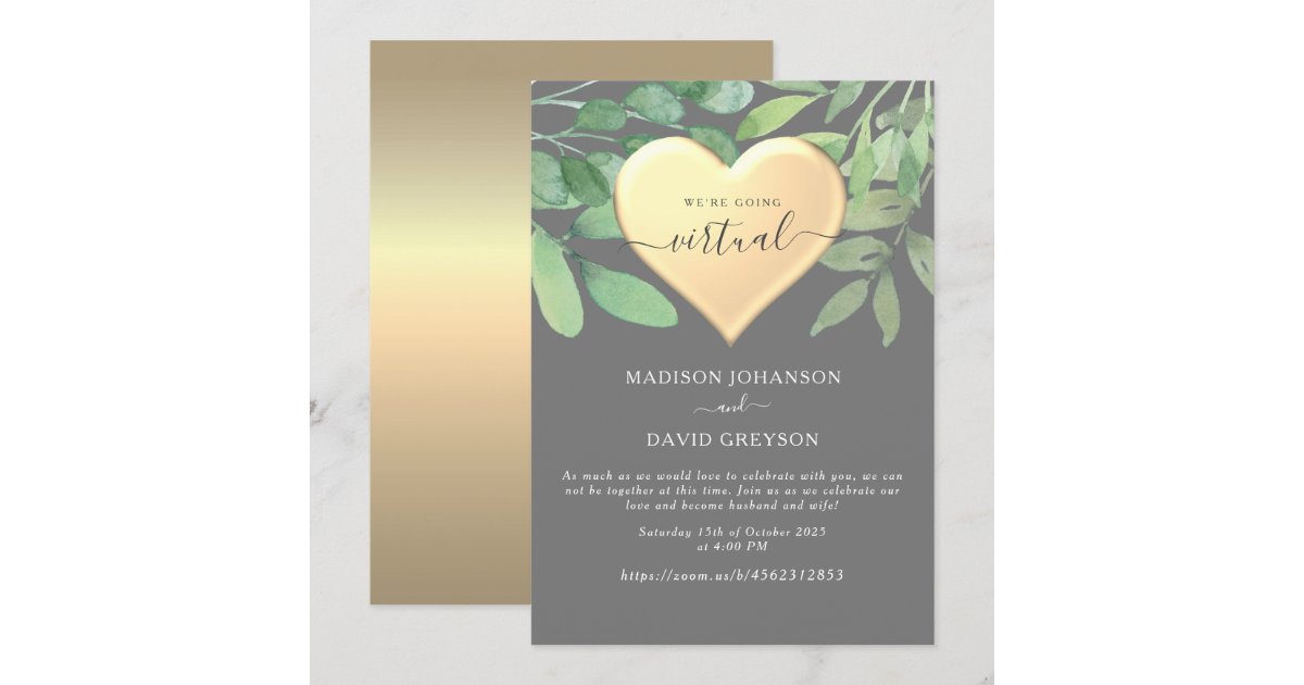 Gray Zoom Wedding Invitation | Zazzle