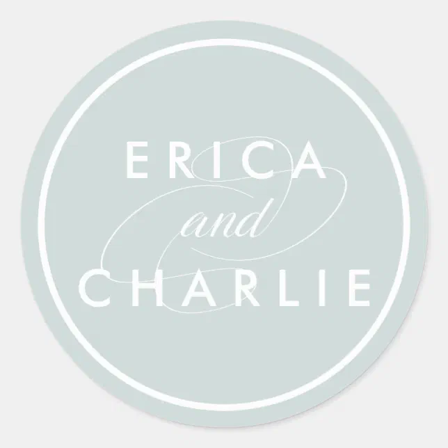 Grayed Jade Personalized Wedding Classic Round Sticker | Zazzle