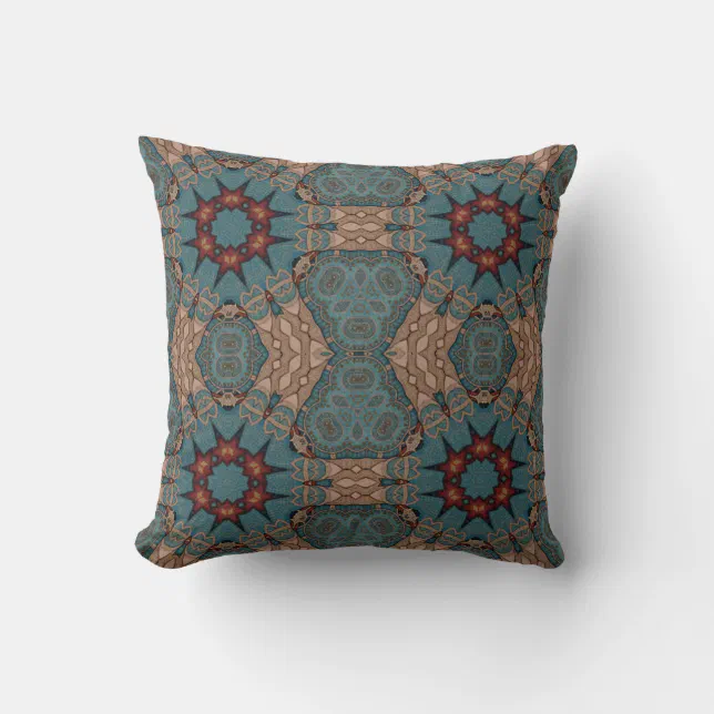 Grayish Blue Sand & Rust Abstract Throw Pillow | Zazzle