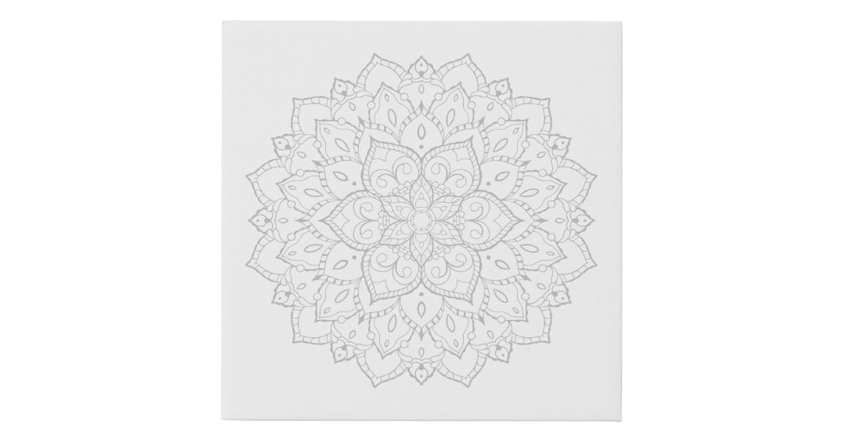 Grayscale Adult Coloring Mandala DIY Canvas | Zazzle