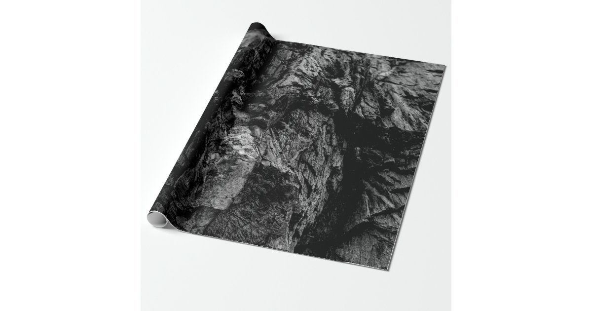 Grayscale photo of rock wrapping paper | Zazzle
