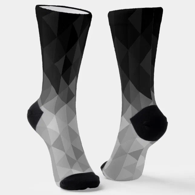 Grayscale triangle geometric squares pattern socks | Zazzle