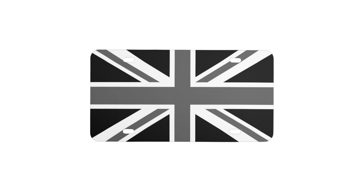 Grayscale Union Jack License Plate | Zazzle