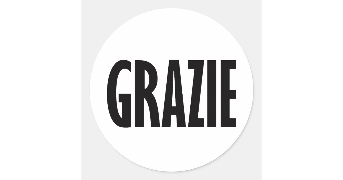 Grazie Black Classic Round Sticker | Zazzle