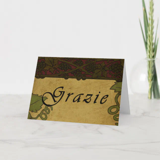Grazie Grape Vines Thank You Card | Zazzle