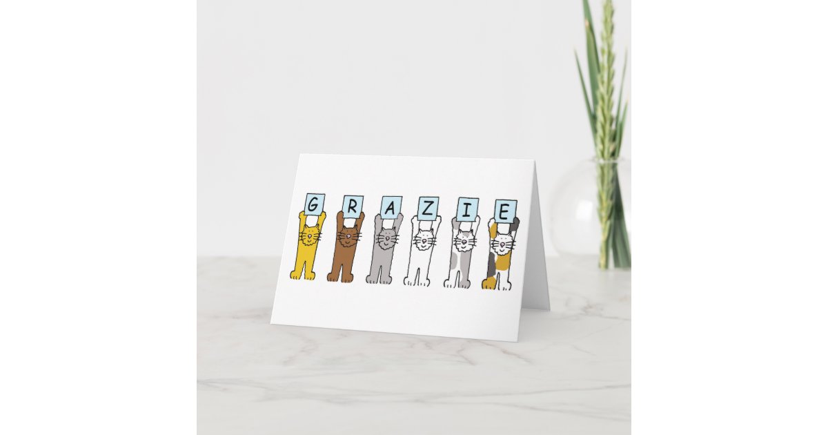 Grazie Thank You in Italian Cartoon Cats | Zazzle