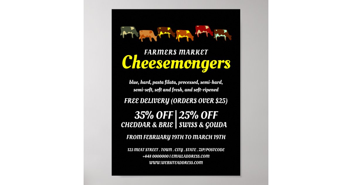 Grazing Cows, Cheesemonger Advertising Poster | Zazzle