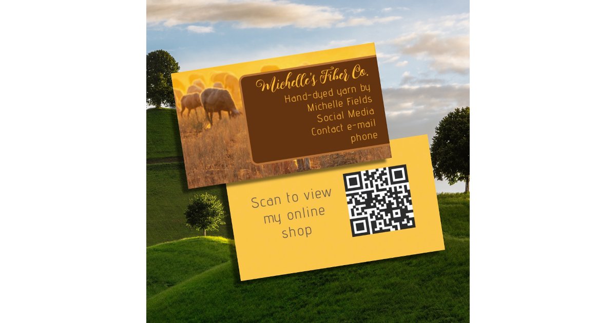 Grazing Sheep QR code Knitting Business Cards | Zazzle