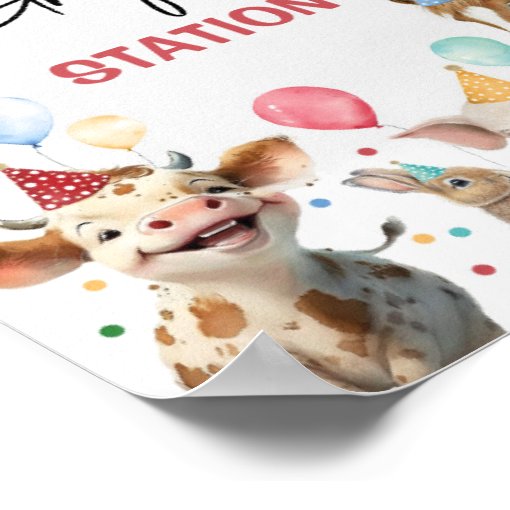 Grazing Station Farm Animals Boy Birthday Party Poster | Zazzle