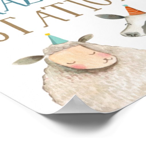 Grazing Station Farm Animals Pumpkin Boy Birthday Poster | Zazzle