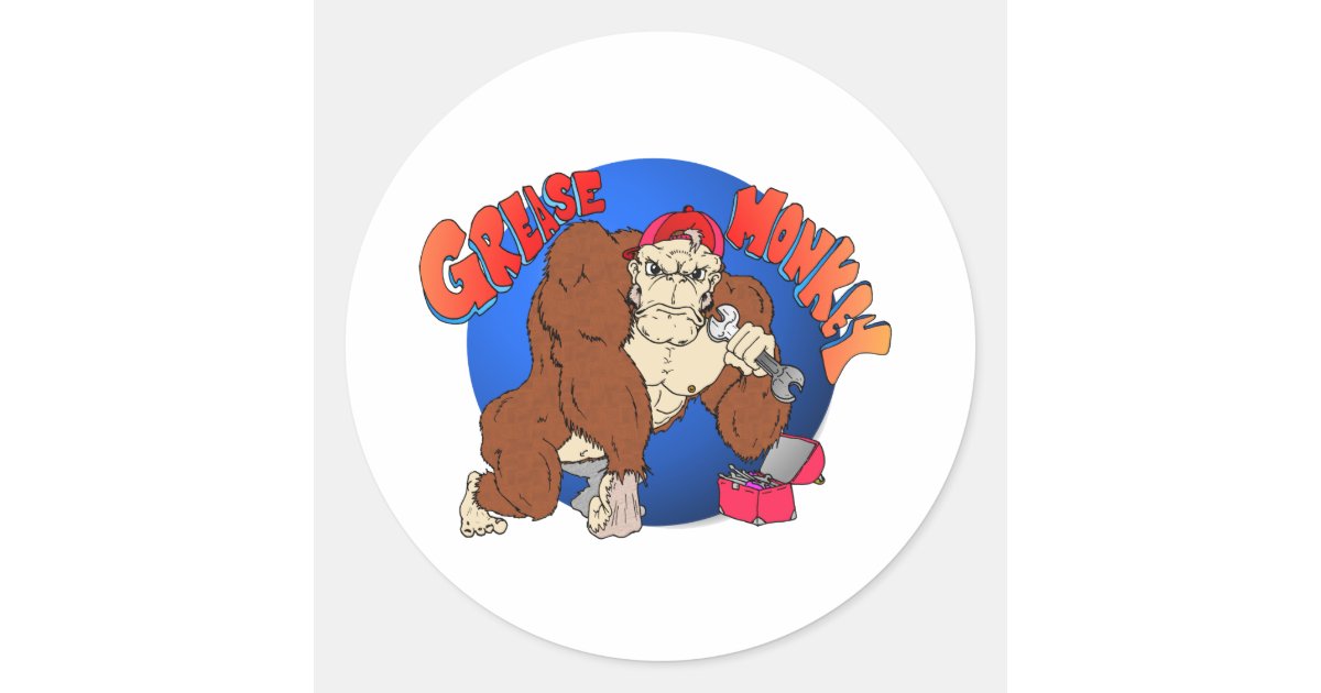 Grease Monkey Classic Round Sticker | Zazzle