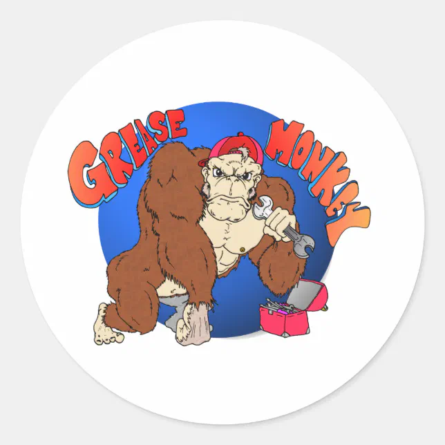Grease Monkey Classic Round Sticker | Zazzle