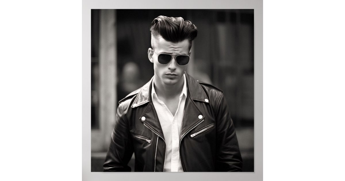 Greaser Punk Guy in Sunglasses Poster | Zazzle