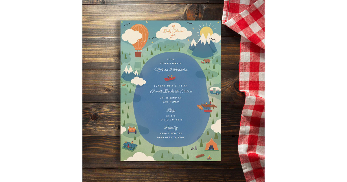 Great Adventure Outdoors Camping Baby Shower Invitation | Zazzle