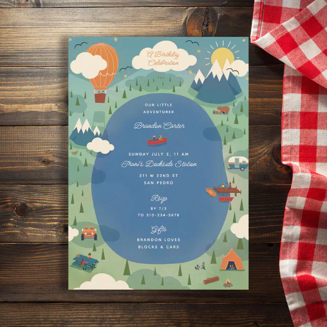 Great Adventure Outdoors Camping Birthday Party Invitation | Zazzle