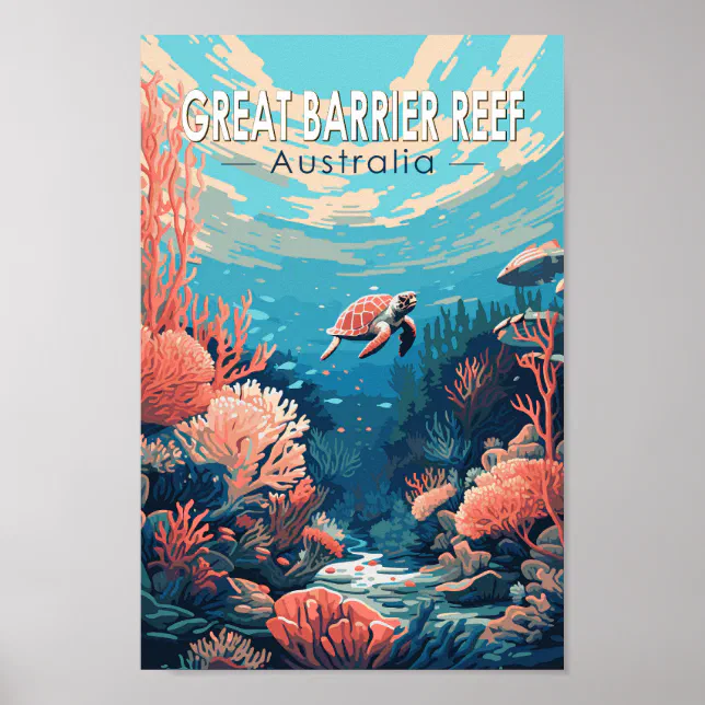 Great Barrier Reef Australia Travel Art Vintage Poster | Zazzle