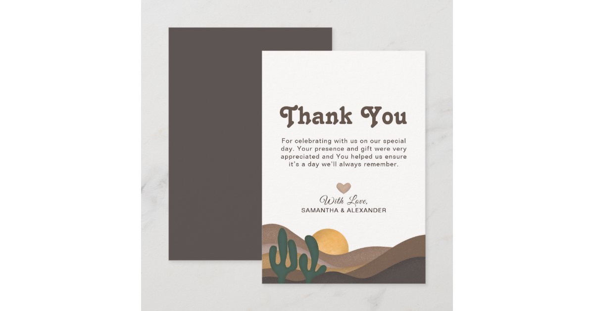 Great Basin Desert Landscape Wedding Thank You Card | Zazzle