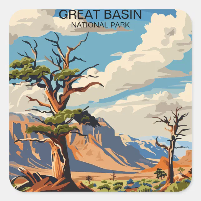 Great Basin National Park Nevada Vintage Square Sticker | Zazzle