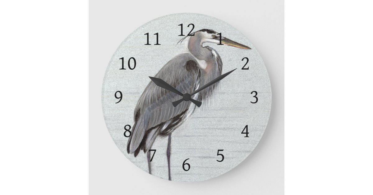 Great Blue Heron Large Clock | Zazzle