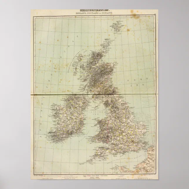 Great Britain Atlas Map Poster | Zazzle