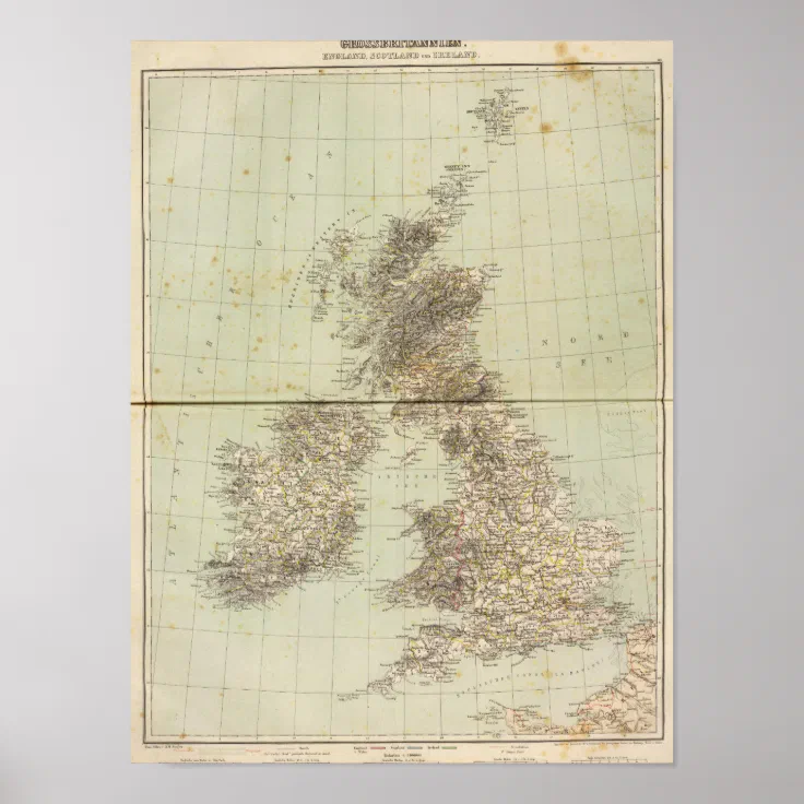 Great Britain Atlas Map Poster | Zazzle