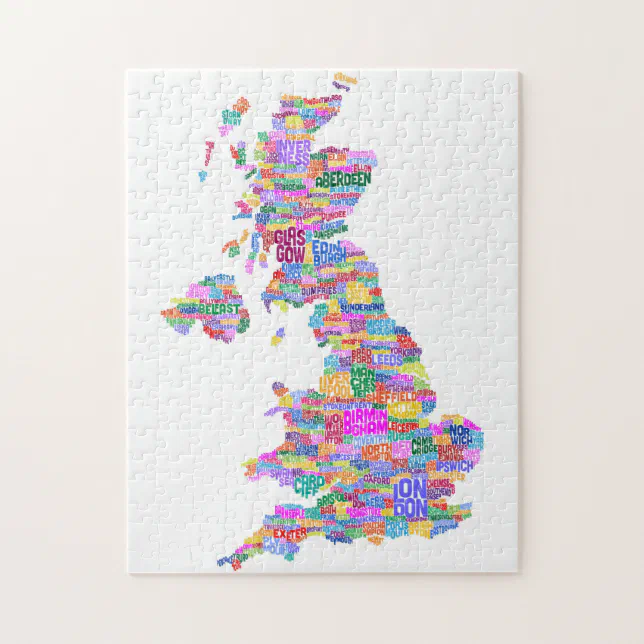 Great Britain UK City Text Map Jigsaw Puzzle | Zazzle