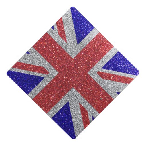 Great Britain UK Flag Graduate Graduation Glitter Graduation Cap Topper ...