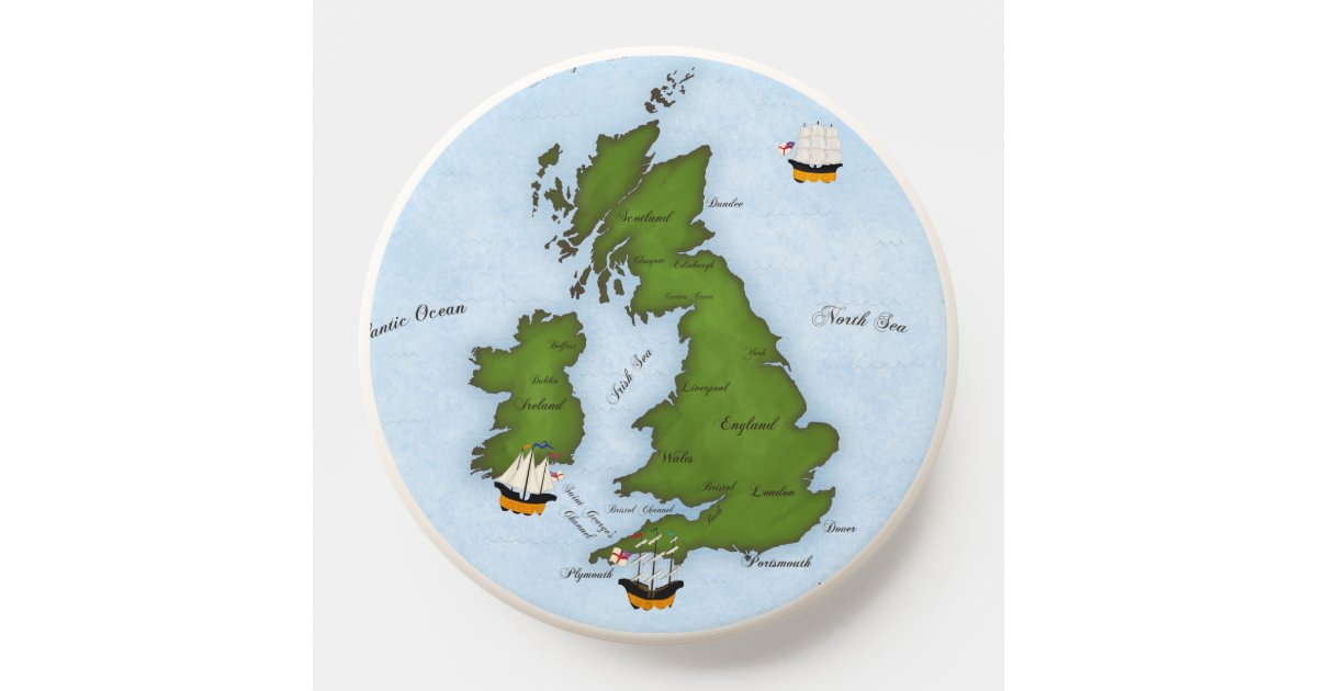 Great Britain United Kingdom Map Nautical Compass PopSocket | Zazzle