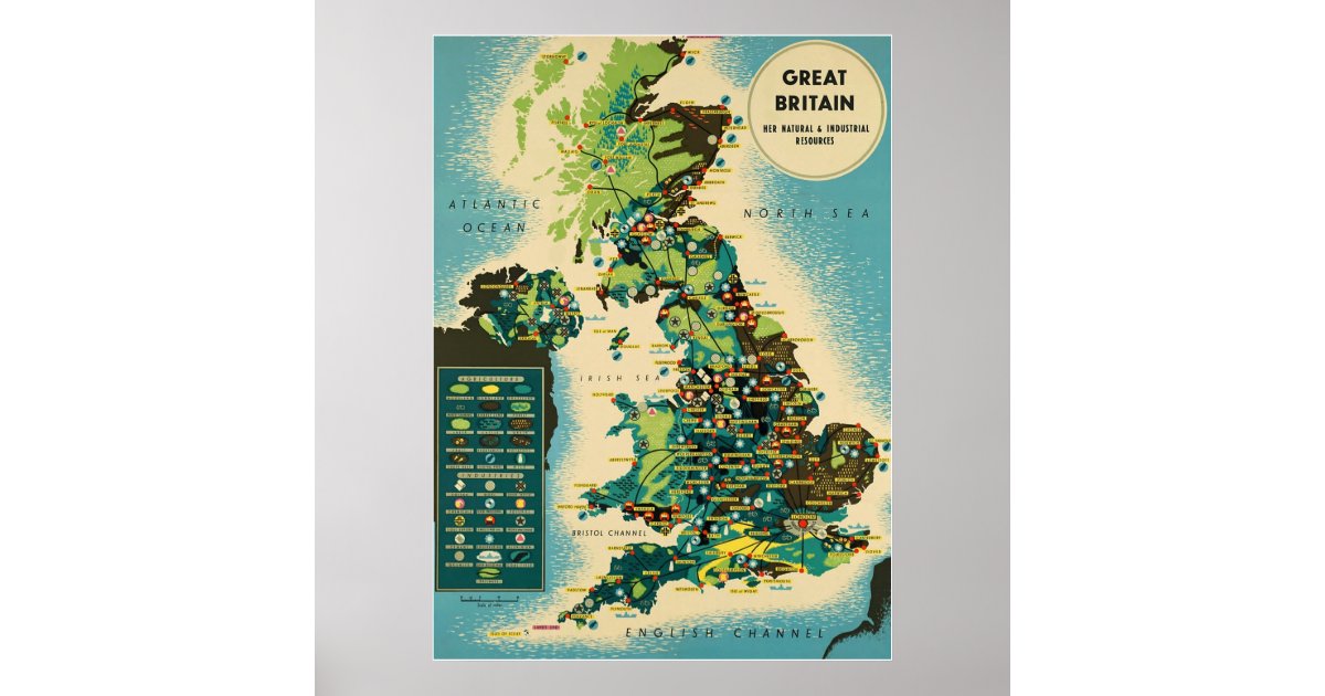 Great Britain ~Vintage British Travel Poster. Poster | Zazzle