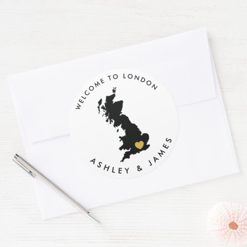 Great Britain Wedding Welcome Sticker, England Classic Round Sticker ...