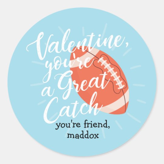Great Catch Football Valentine Sticker | Zazzle.com