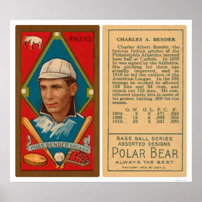 Great Chief Bender Athletics Baseball 1911 Poster | Zazzle
