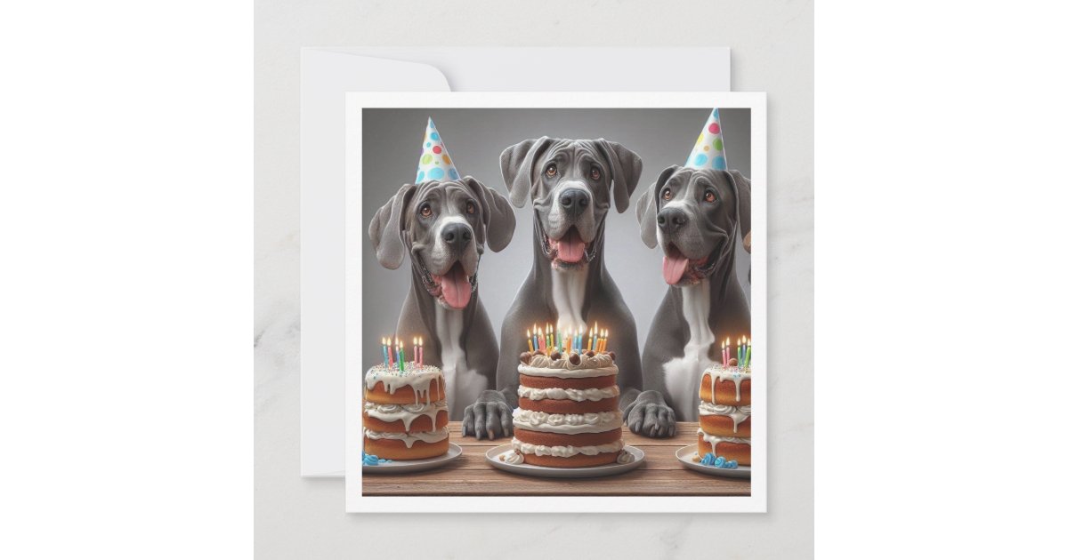 Great Dane birthday invitation, Dog birthday Invitation | Zazzle