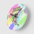 Great Dane Dog Wishing Happy New Year Round Clock | Zazzle