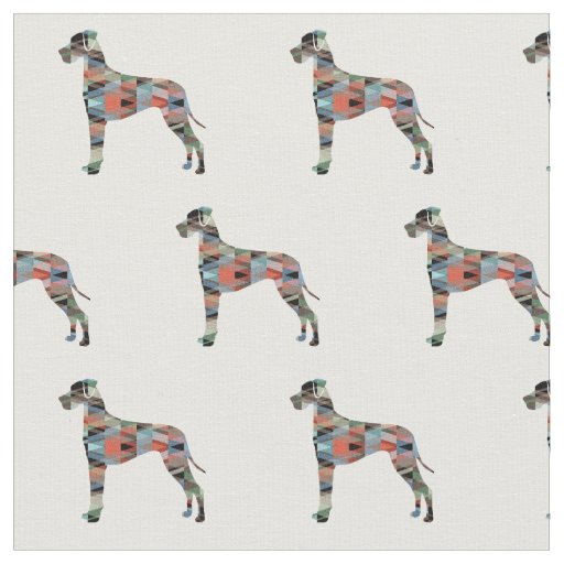 Great Dane Geometric Pattern Dog Silhouette Plaid Fabric | Zazzle