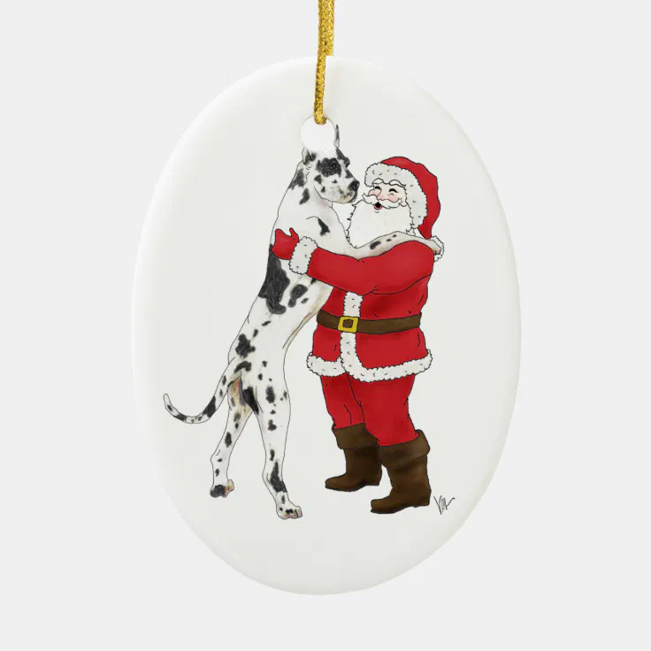 Great Dane Jowly Christmas Greeting Ceramic Ornament | Zazzle