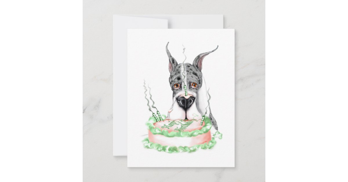Great Dane Merle Birthday Cake Invitation | Zazzle