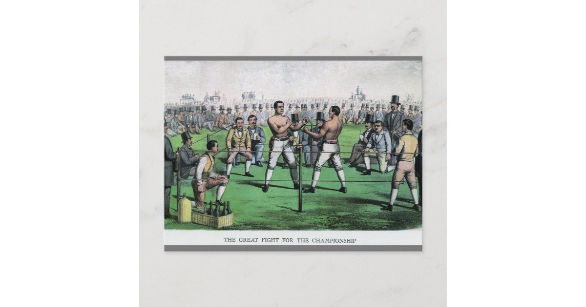 Great Fight for the Championship, Vintage Boxing Postcard | Zazzle