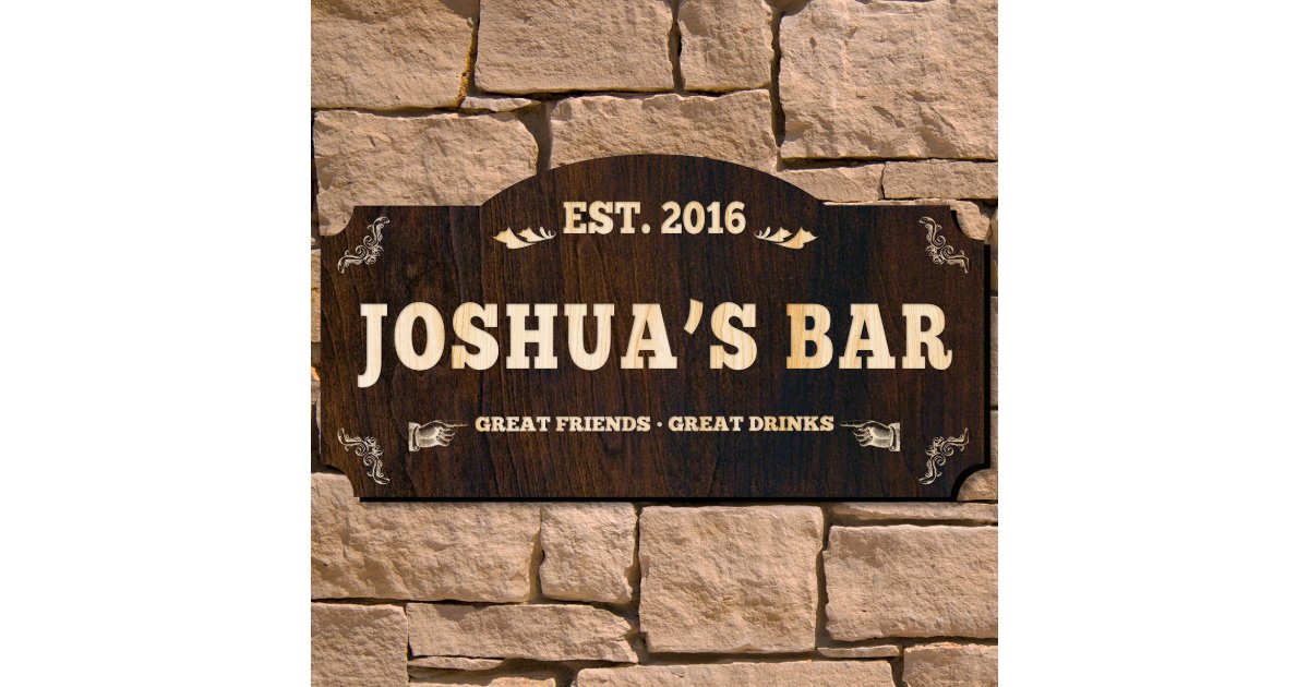 Great Friends Great Drinks Classic Wooden Bar Sign | Zazzle