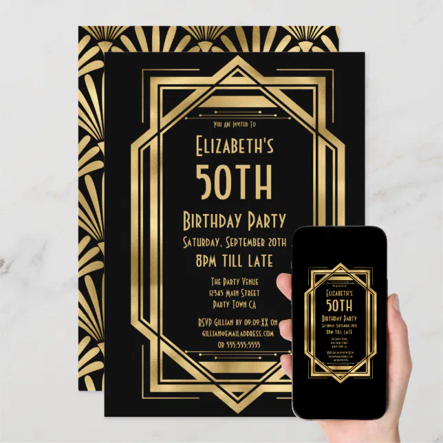 Great Gatsby 50th Birthday Invitations Zazzle